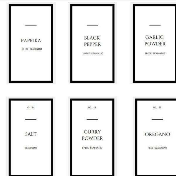 Minimalist Spice Labels - Etsy