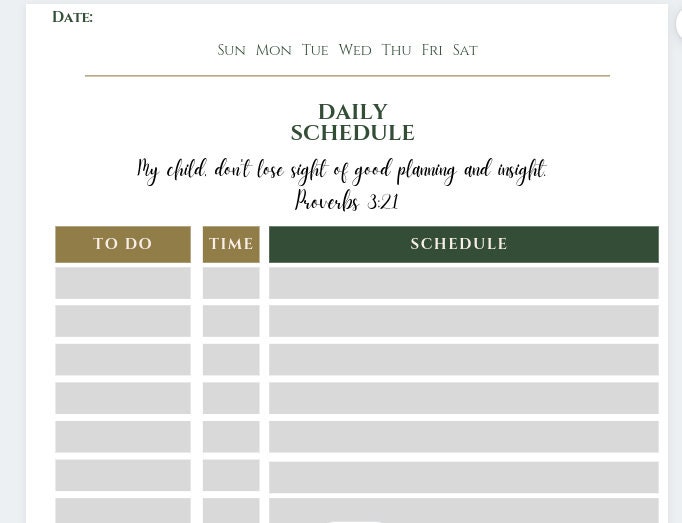 Daily Schedule (editable, A4) - Etsy