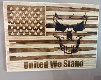 American Flag-solid Oak - Etsy