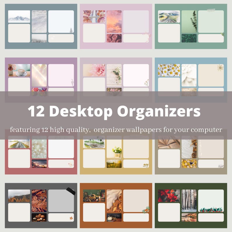 12 Seasonal Desktop Wallpaper Organizers, Digital Wallpaper, Desktop ...