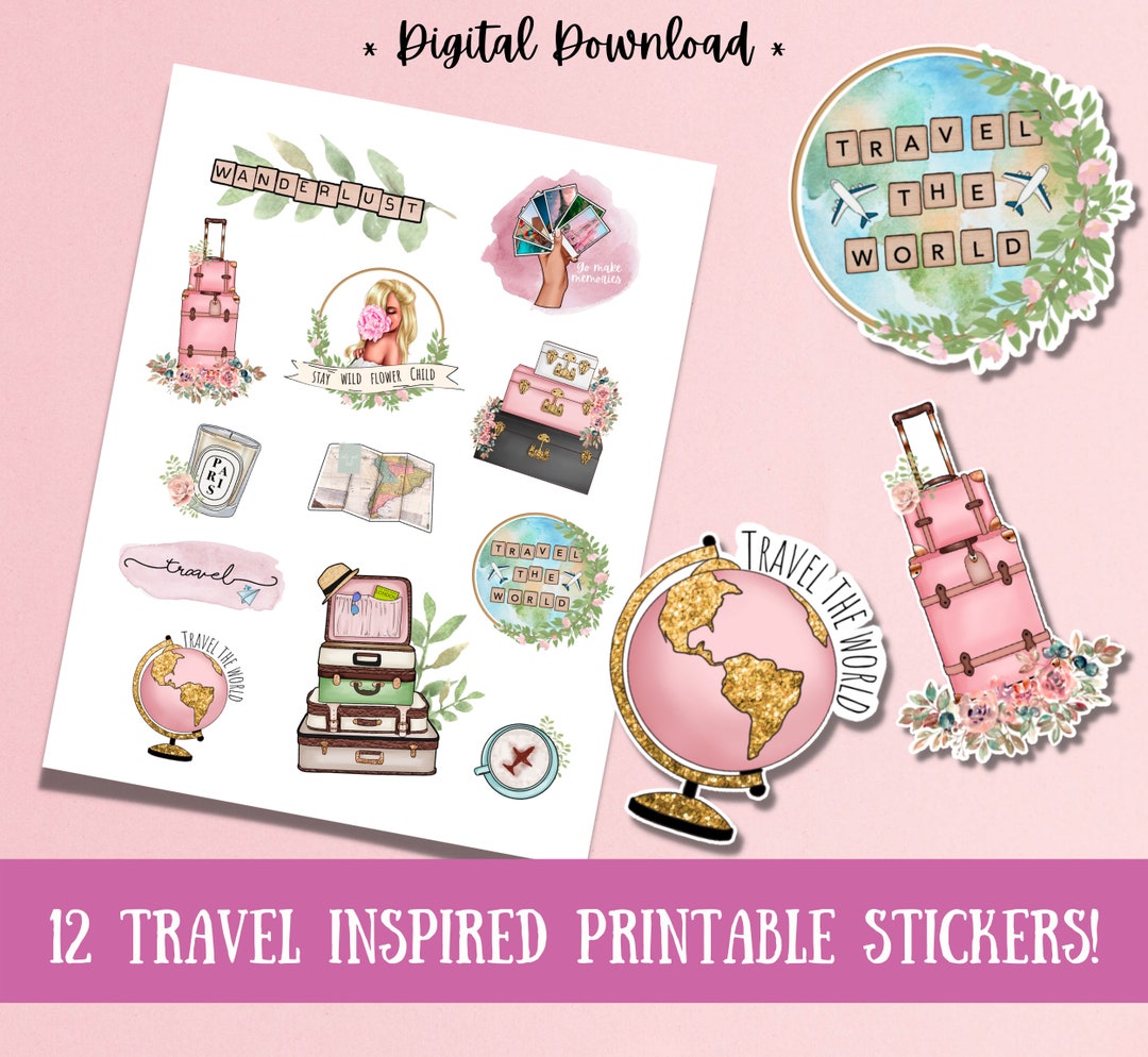 Travel Inspired Stickers, Travel Stickers, Printable Stickers, Planner ...