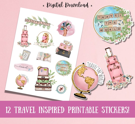 Travel Inspired Stickers Travel Stickers Printable Stickers | Etsy