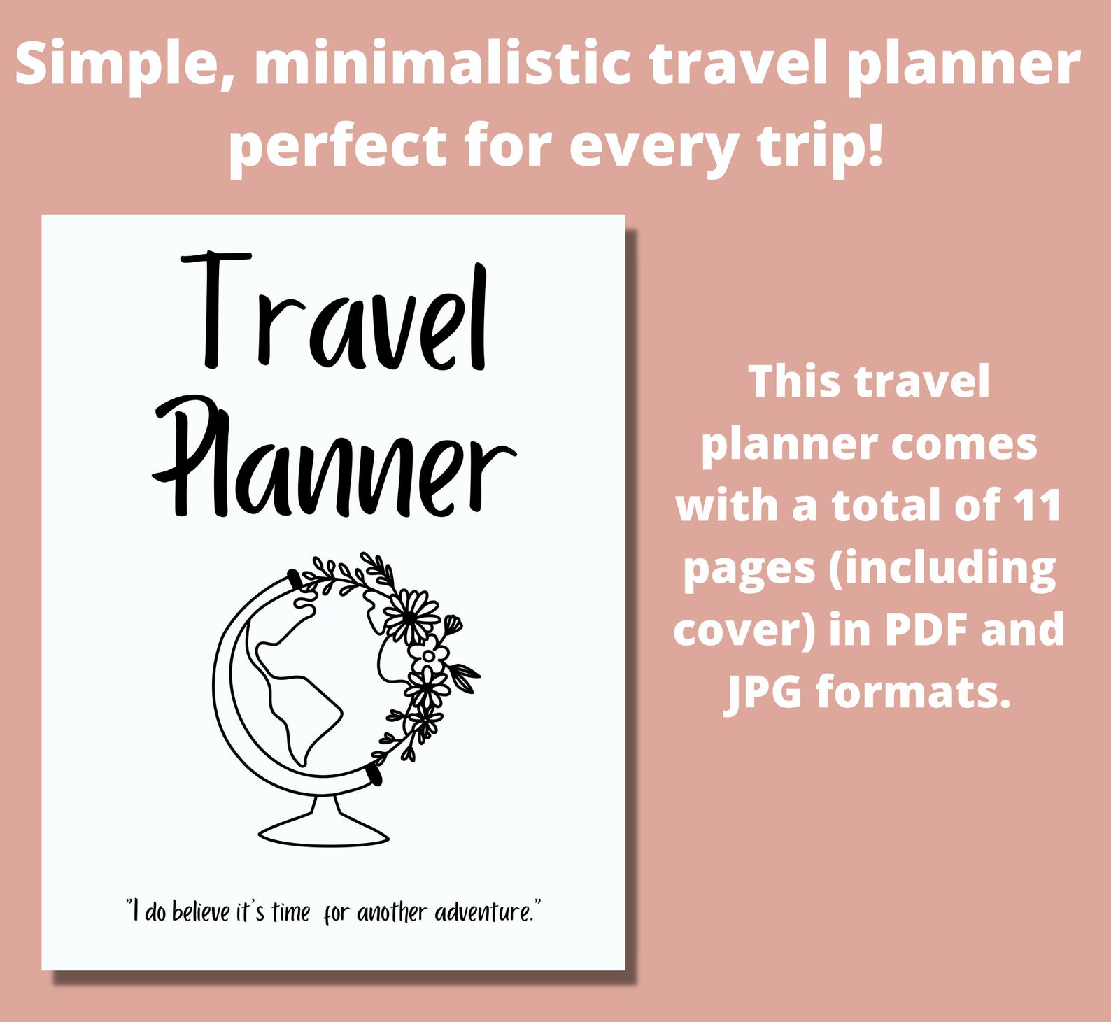 Printable Travel Planner, Simple Travel Planner, Minimalistic Travel ...