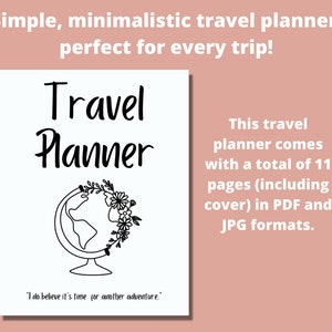 Printable Travel Planner, Simple Travel Planner, Minimalistic Travel ...