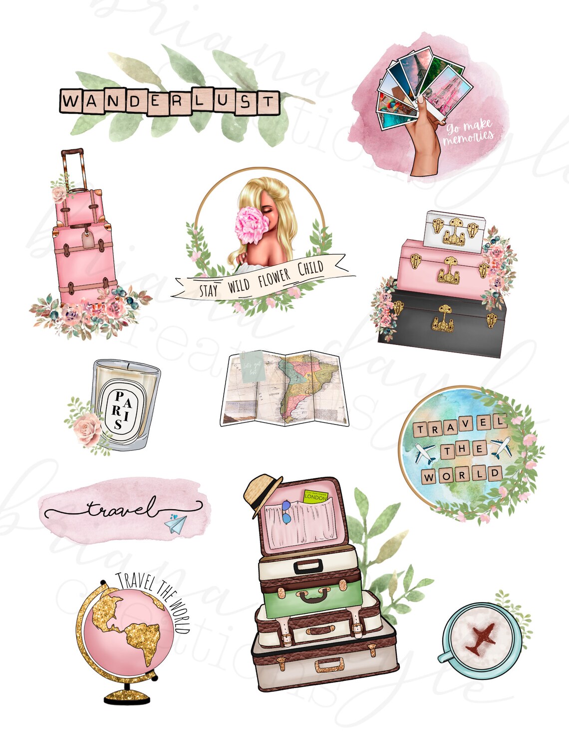 Travel Inspired Stickers, Travel Stickers, Printable Stickers, Planner ...