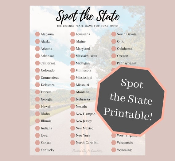 Spot the State License Plate Game Road Trip Game U.S. Road | Etsy