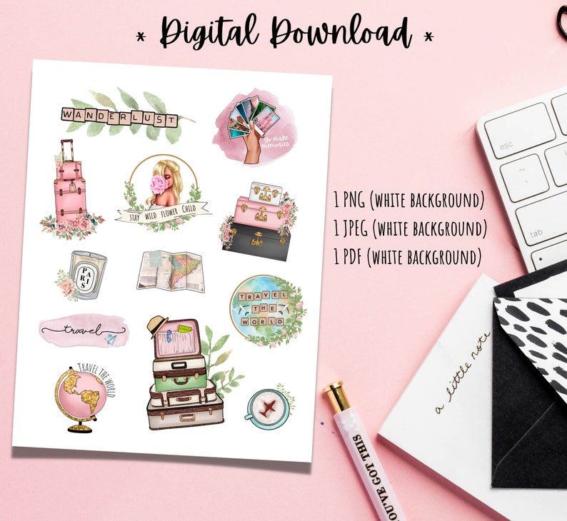 Travel Inspired Stickers, Travel Stickers, Printable Stickers, Planner ...