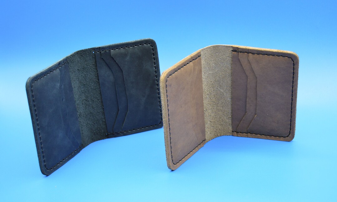 Bi-fold Mini Wallet Full Grain Genuine Leather 100% Handmade Minimalist ...