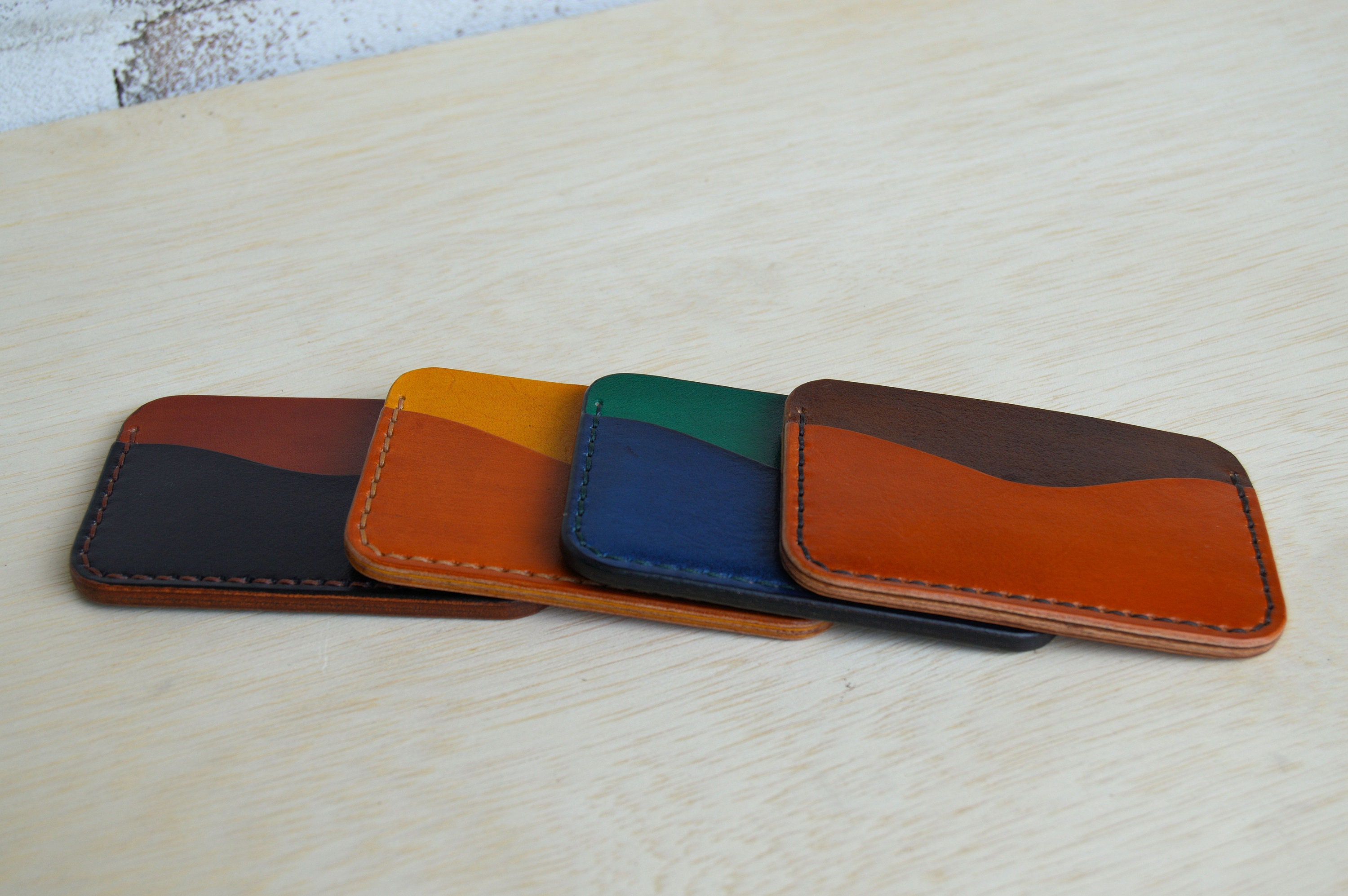 Mini Wallet Genuine Leather Veg Tan 100% Handmade Minimalist Wallet - Etsy
