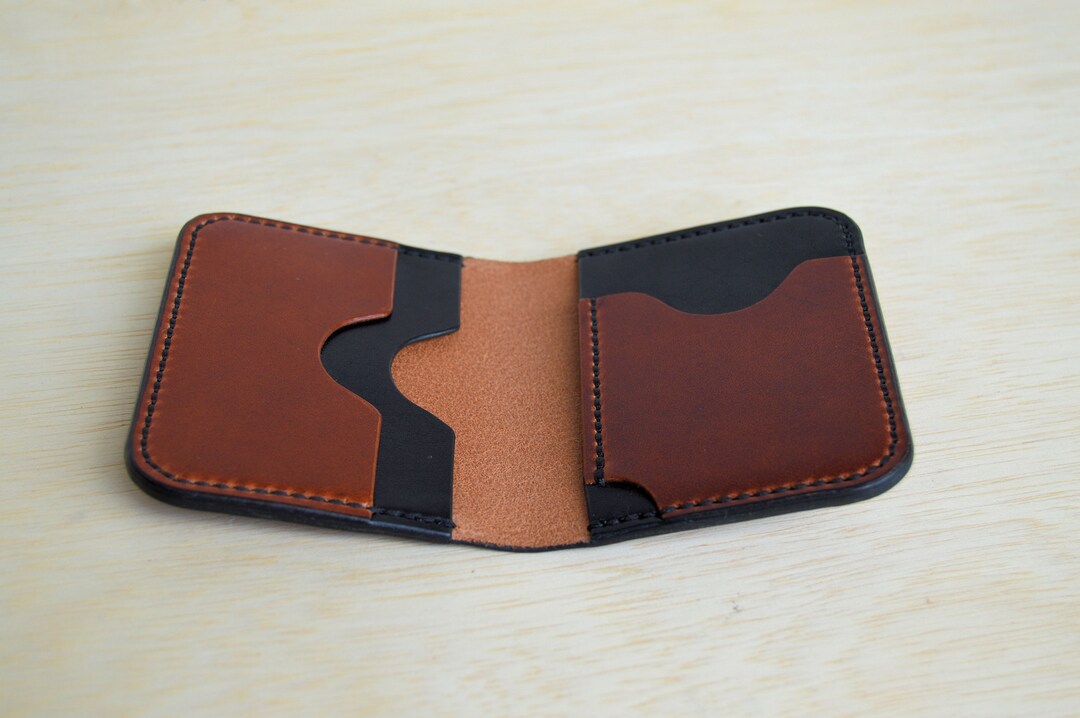 Horween Dublin Veg Tan Bi-fold Mini Wallet Genuine Leather 100% ...