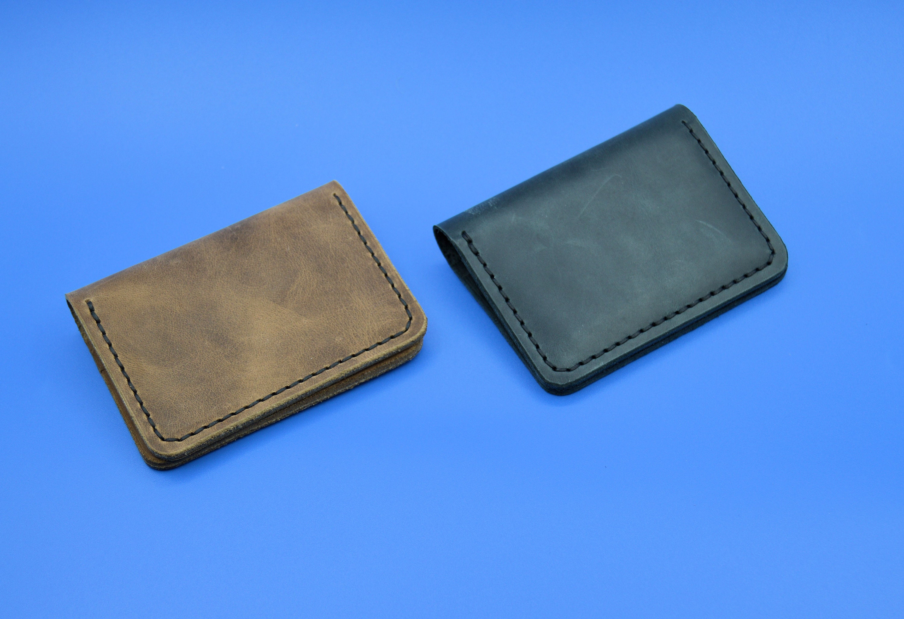 Bi-fold Mini Wallet Full Grain Genuine Leather 100% Handmade Minimalist ...