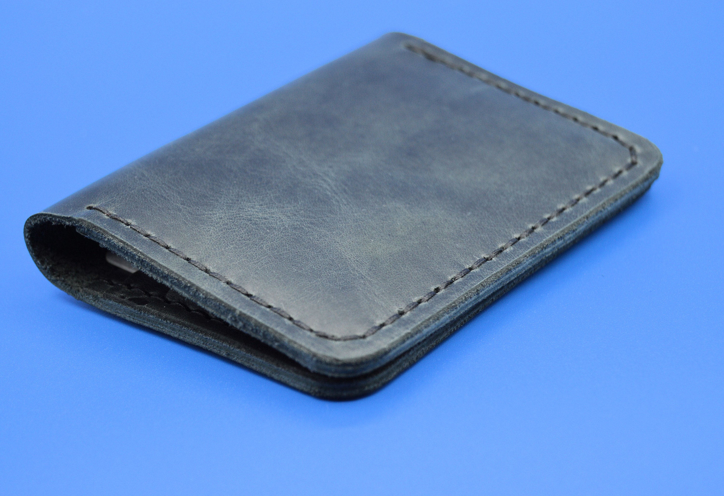 Bi-fold Mini Wallet Full Grain Genuine Leather 100% Handmade Minimalist ...