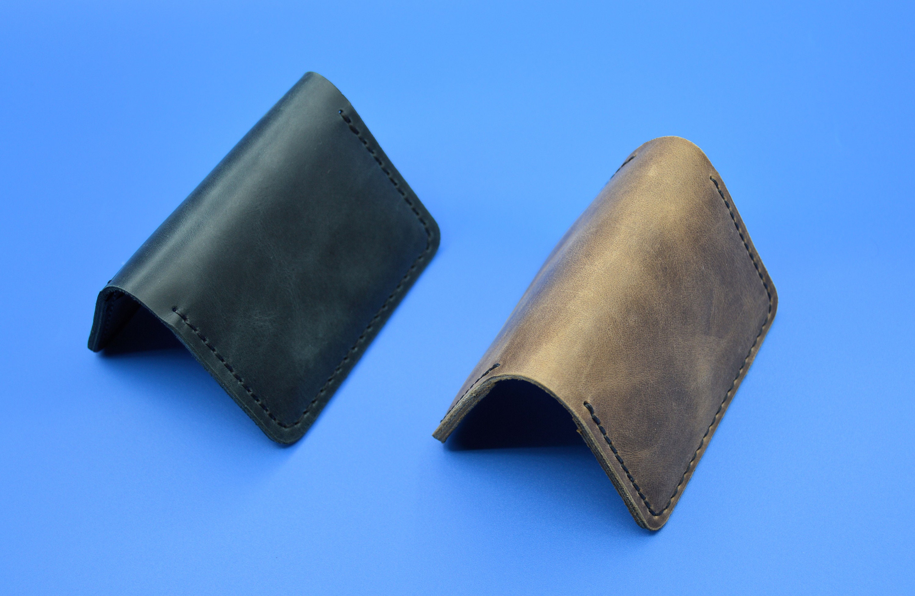 Bi-fold Mini Wallet Full Grain Genuine Leather 100% Handmade Minimalist ...