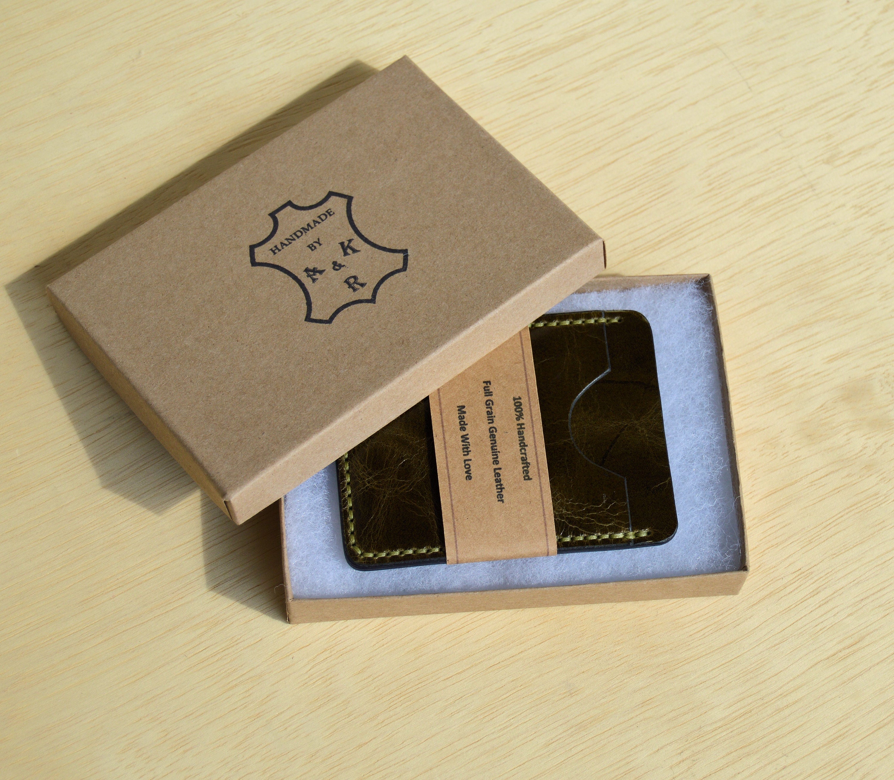 Mini Wallet Full Grain Genuine Leather 100% Handmade Minimalist Wallet ...