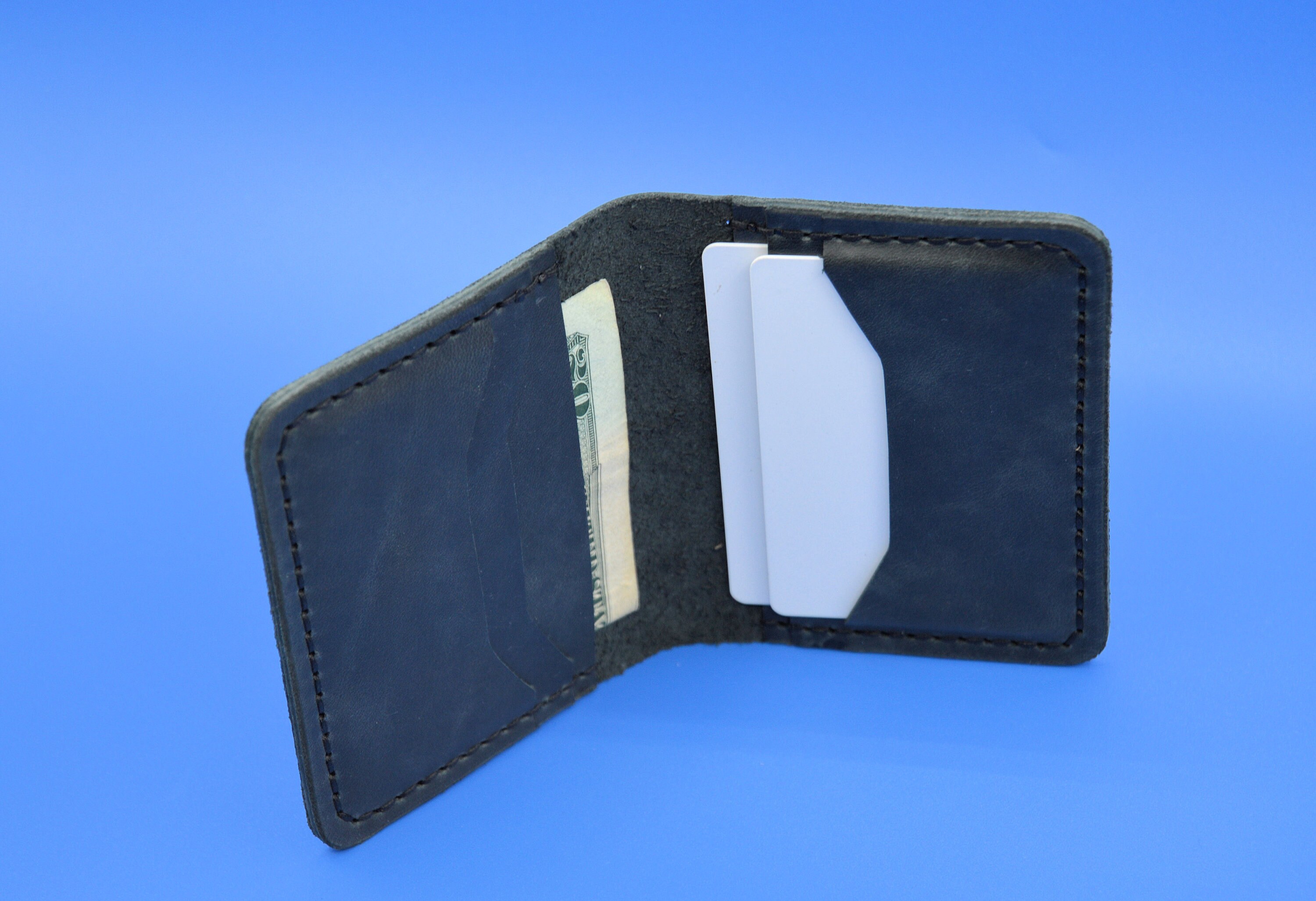 Bi-fold Mini Wallet Full Grain Genuine Leather 100% Handmade Minimalist ...