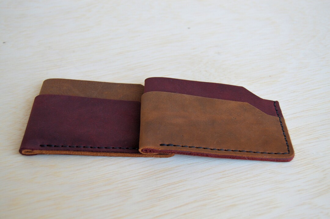 Mini Wallet Genuine Leather Crazy Horse 100% Handmade Minimalist Wallet ...