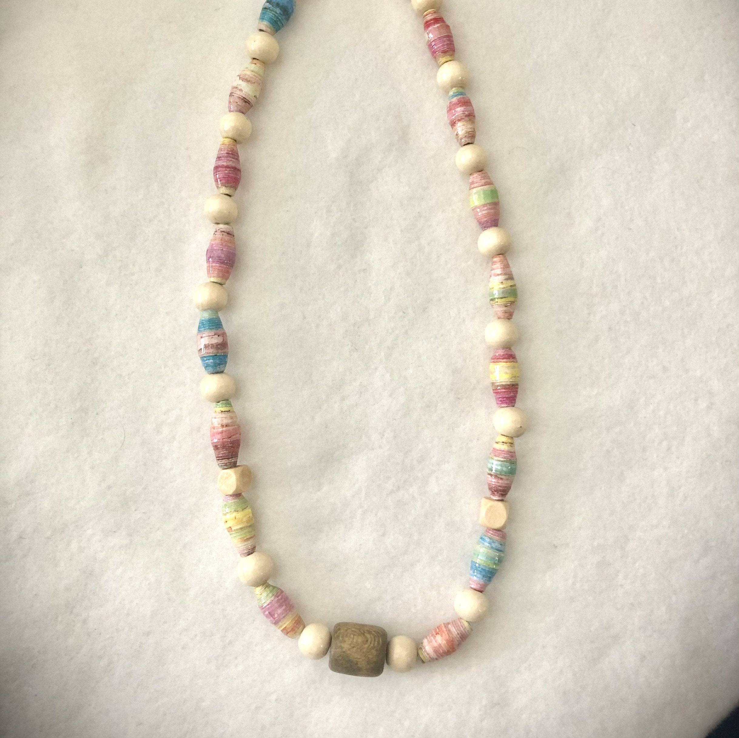 Beaded Necklace-lightweight Necklace-paper Bead - Etsy