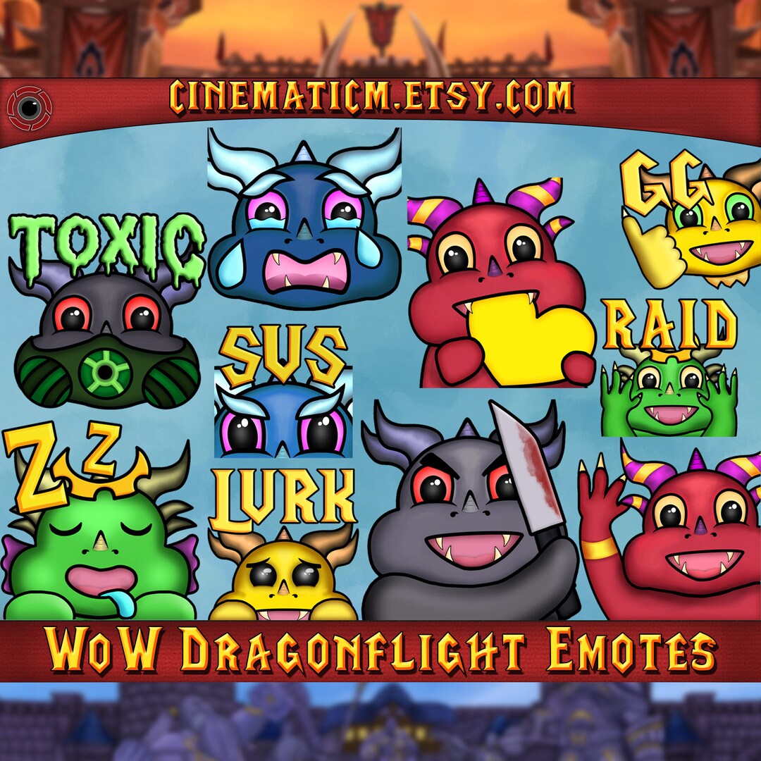 World of Warcraft Dragonflight Emotes Pack 10 Dragon Twitch Emotes Wow ...