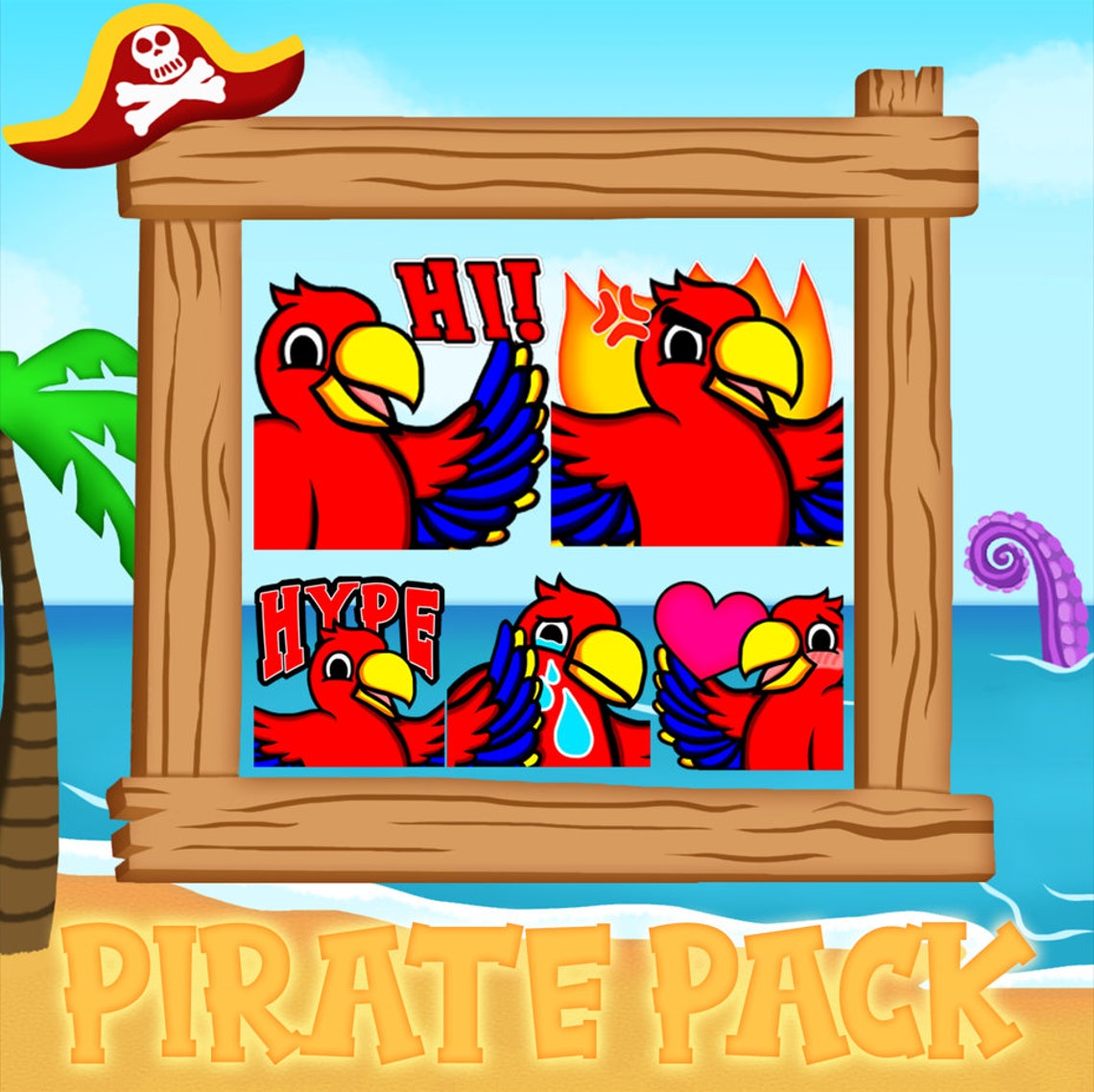 Pirate Overlay Twitch Stream Pack, Pirate Emotes, Pirate Subscriber ...
