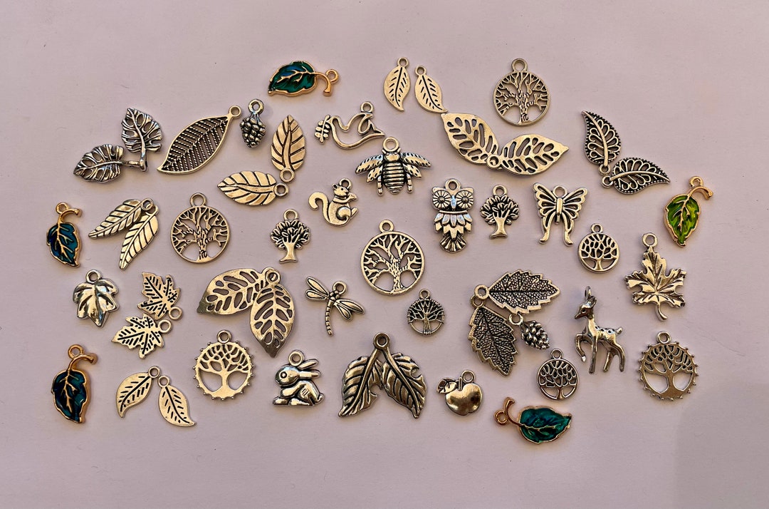 Tree of Life Charms / Silver Trees and Leaves Charms / Nature Charms ...