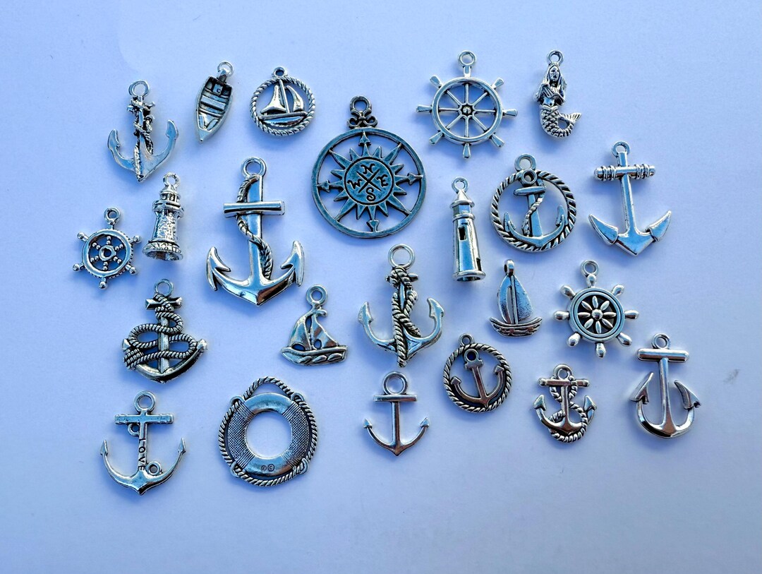 Anchor Charms / Nautical Charms / Sailing Charms / Compass Anchors Sail ...