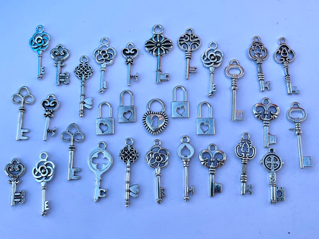 Key to My Heart Charms / Silver Key Charms / Key and Heart Charms ...