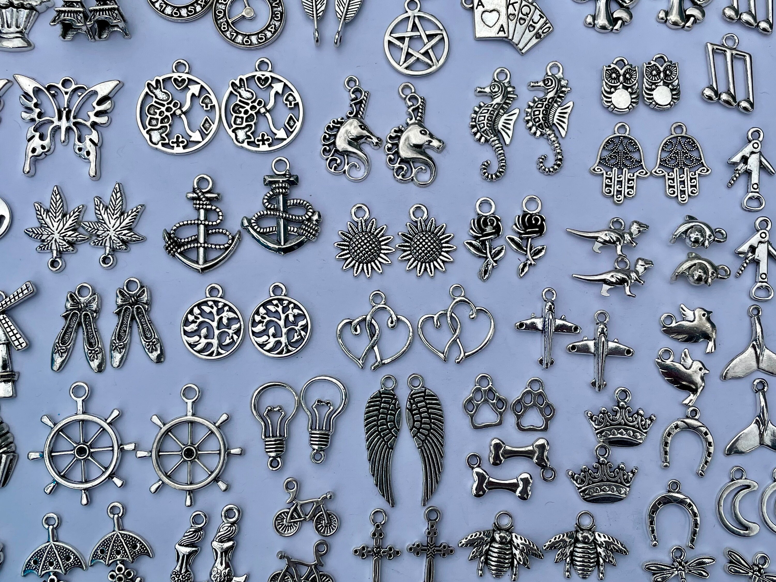 Bulk Silver Charm Pairs / Bulk Silver Charms / Set of 45 Paired Silver ...
