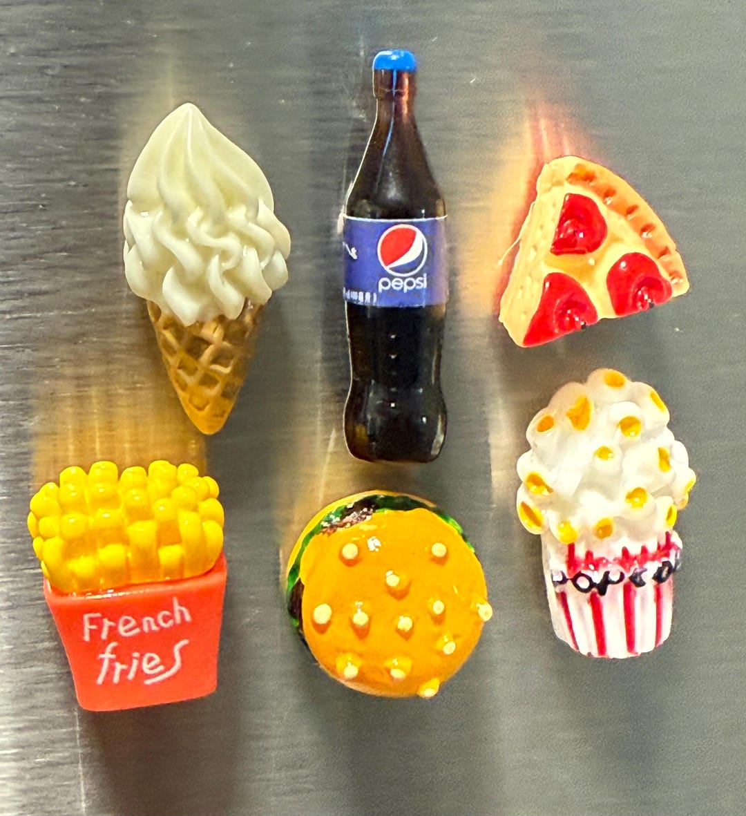 Resin Fast Food Magnets: Burger, Fries, Pizza, Soda, Ice Cream - Set of ...