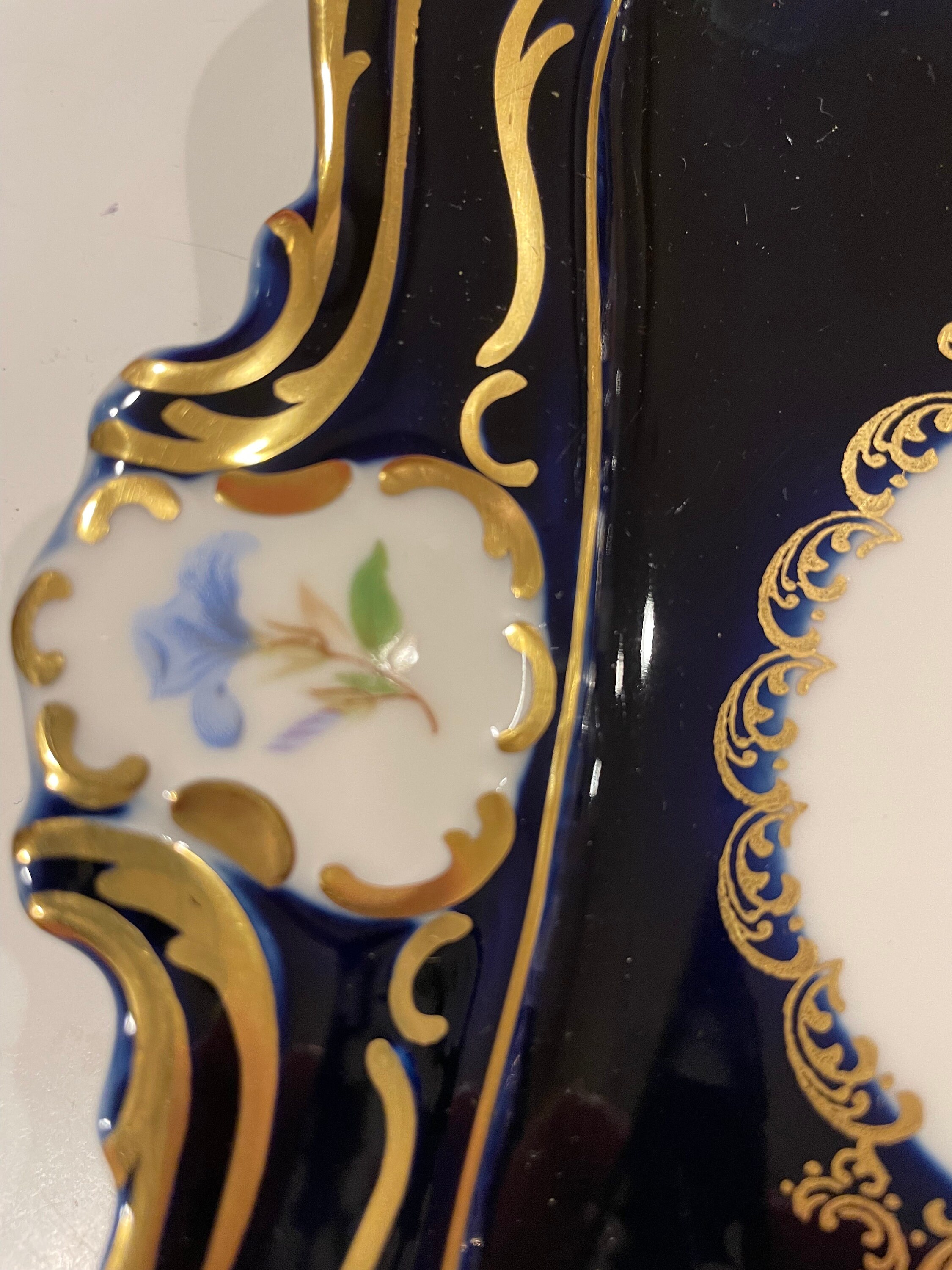 Vintage Bavarian Lindner German Dessert Plate Cobalt Blue Square ...