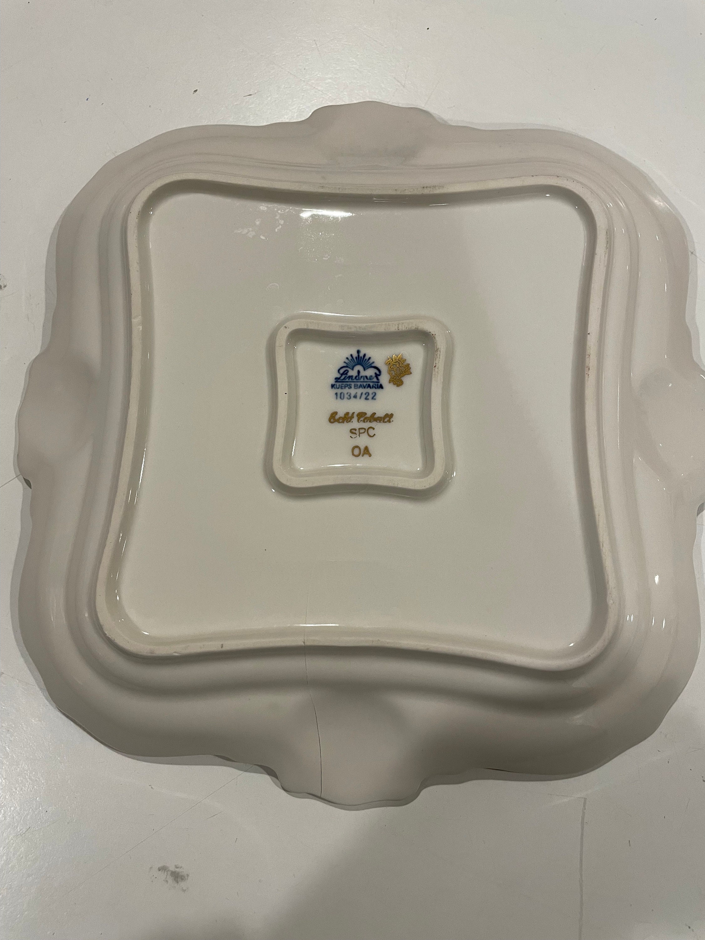 Vintage Bavarian Lindner German Dessert Plate Cobalt Blue Square ...