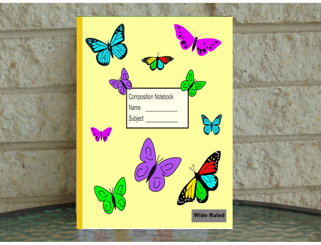 Composition Notebook for Kids, Butterflies Wide Ruled Notebook ...