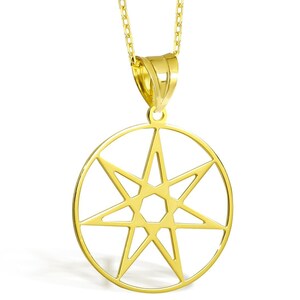 Septagram 14k 18k Real Gold Necklace Pendant - Pagan Symbol Necklace ...