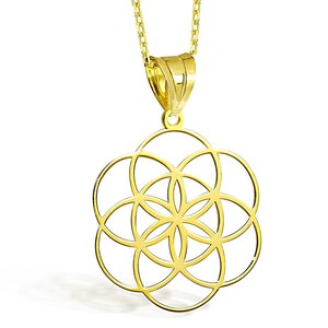 Seed of Life 14k 18k Real Gold - Flower of Life Pendant - Yoga Sacred ...