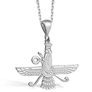Faravahar Ahura Mazda 925 Sterling Silver Necklace - Silver Zoroastrian ...