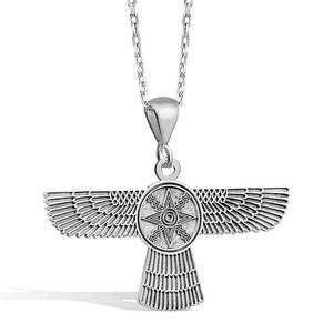 Sumerian Ancient Winged Solar Disk 925 Sterling Silver Necklace ...