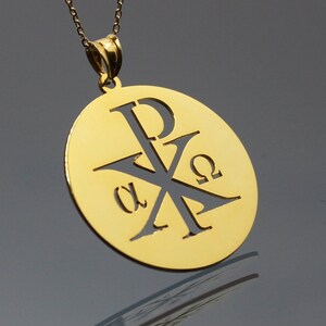 Chi Rho Cross 14k 18k Real Gold Necklace Pendant - Orthodox Jewelry ...