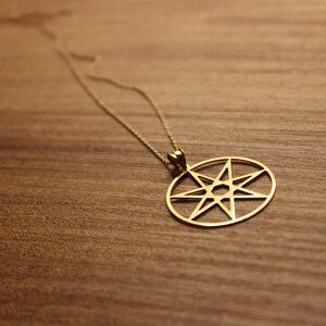 Septagram 14k 18k Real Gold Necklace Pendant Pagan Symbol - Etsy