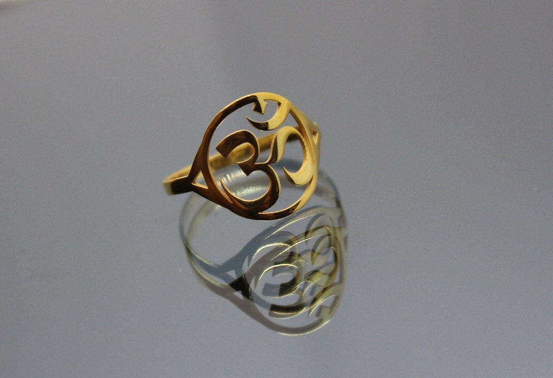 Om Ring 14k 18k Real Gold Ohm Ring Dainty Om Ring Yoga Ring Mediation ...
