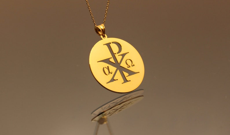 Chi Rho Cross 14k 18k Real Gold Necklace Pendant Orthodox | Etsy