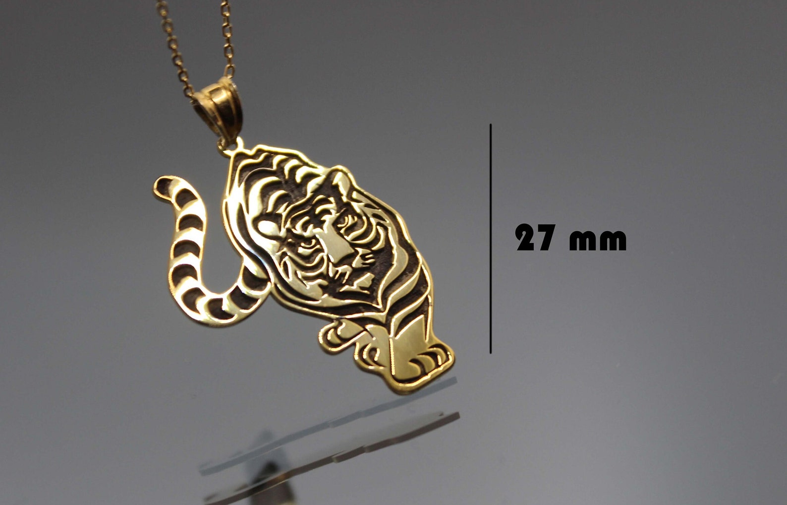 Tiger 14k 18k Real Gold Necklace Pendant Tiger Jewelery - Etsy