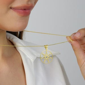 Septagram 14k 18k Real Gold Necklace Pendant - Pagan Symbol Necklace ...