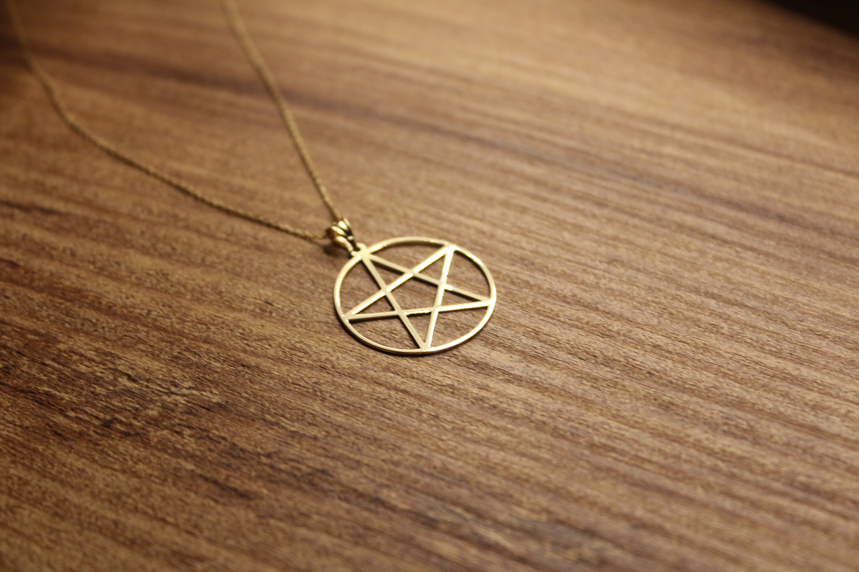 Pentagram 18k 14k Real Solid Gold Star Charm Mystic - Etsy