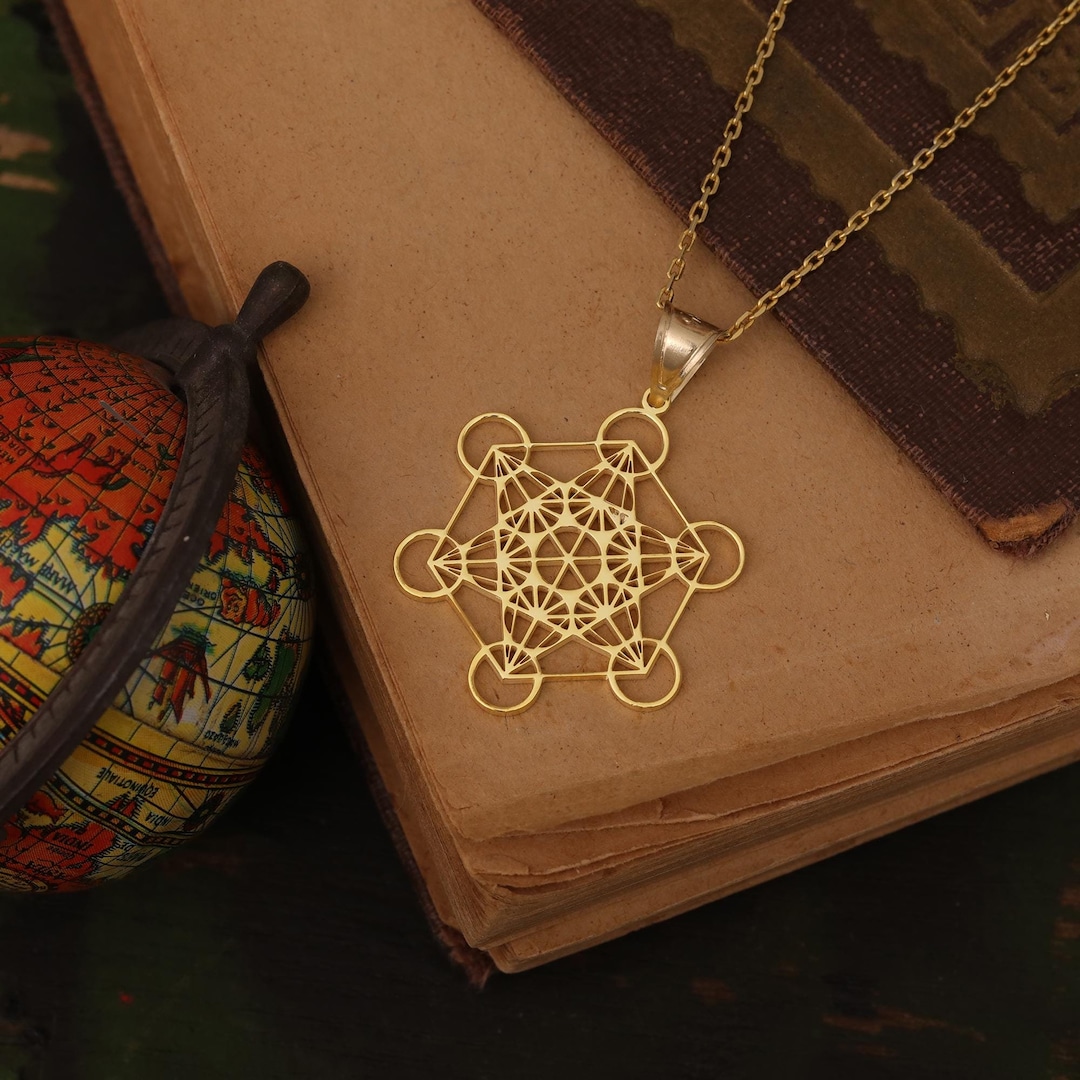 14k 18k Metatron Cube Real Solid Gold Pendant - Gold in Metatron ...