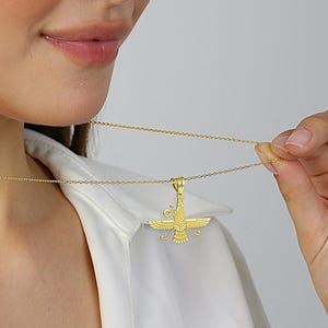 Faravahar Ahura Mazda 14k 18k Solid Gold Necklace - Gold Zoroastrian ...