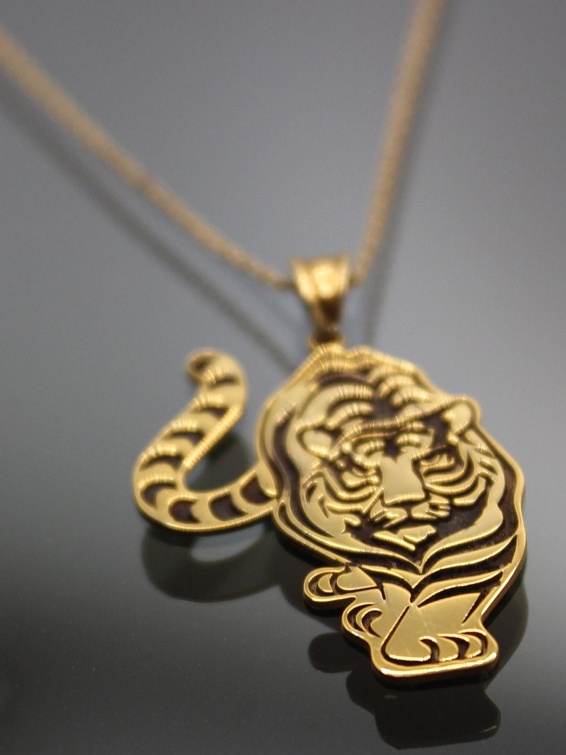 Tiger 14k 18k Real Gold Necklace Pendant Tiger Jewelery - Etsy