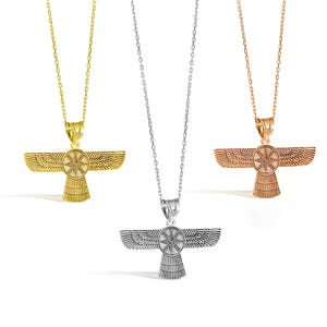 14k - 18k Solid Gold Winged Solar Disk Necklace - Etsy