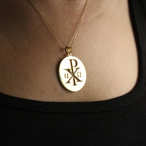 Chi Rho Cross 14k 18k Real Gold Necklace Pendant - Orthodox Jewelry ...