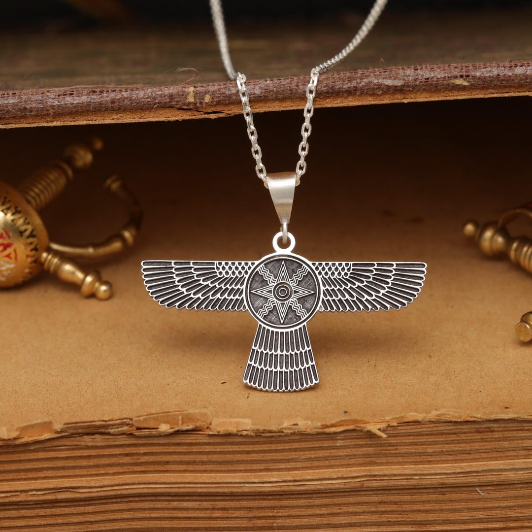 Sumerian Winged Disk Necklace: 925 Sterling Silver Solar Symbol - Etsy