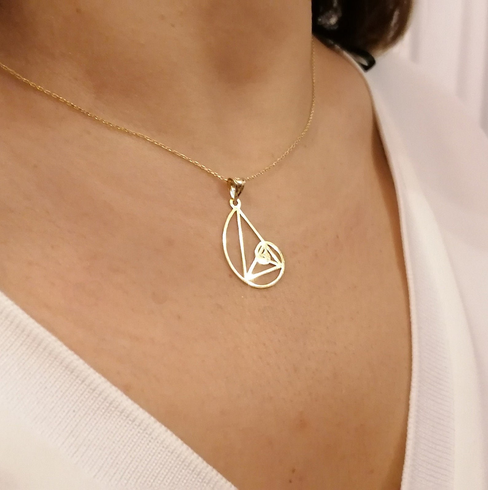Fibonacci Necklace 14k 18k Solid Gold Sacred Geometry - Etsy