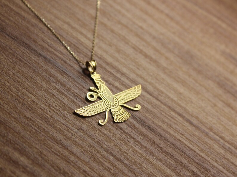 Faravahar Ahura Mazda 14k 18k Solid Gold Necklace Gold - Etsy